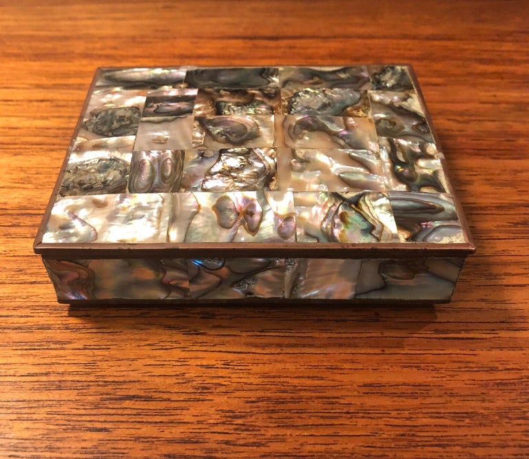 Midcentury Abalone Shell and Brass Decorative Trinket Box For Sale at ...