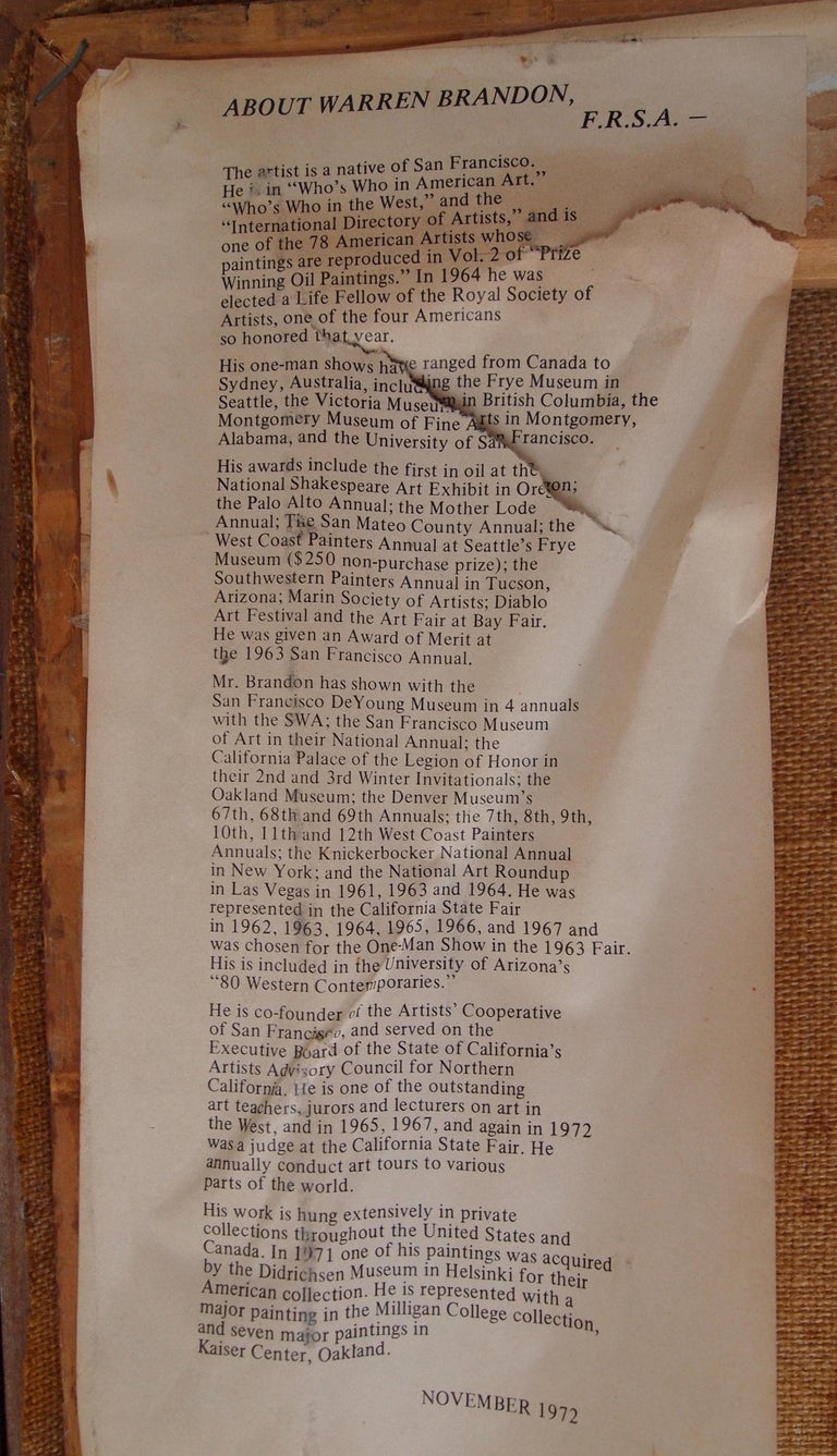 Midcentury Abstract Landscape Painting by San Francisco Artist Warren ...