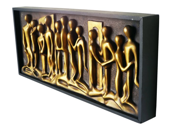 Midcentury Abstract "Lovers" Figural Wall Relief Sculpture, circa 1960 ...