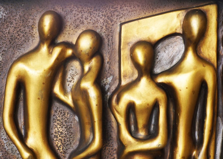 Midcentury Abstract "Lovers" Figural Wall Relief Sculpture, circa 1960 ...