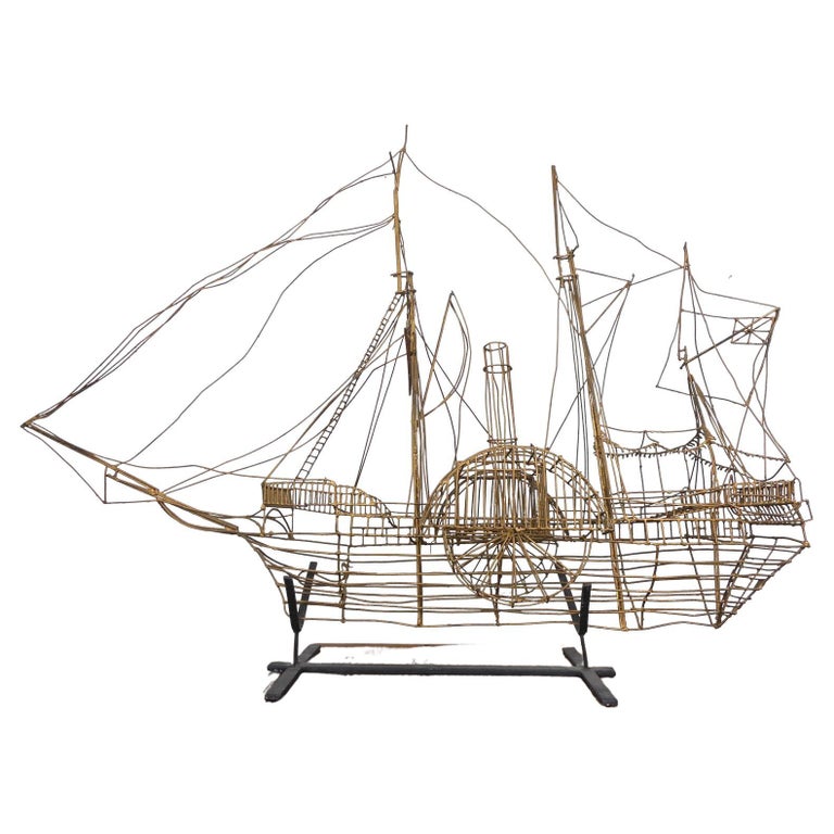 Mid-Century Abstract Metal Boat Table Sculpture For Sale at 1stDibs
