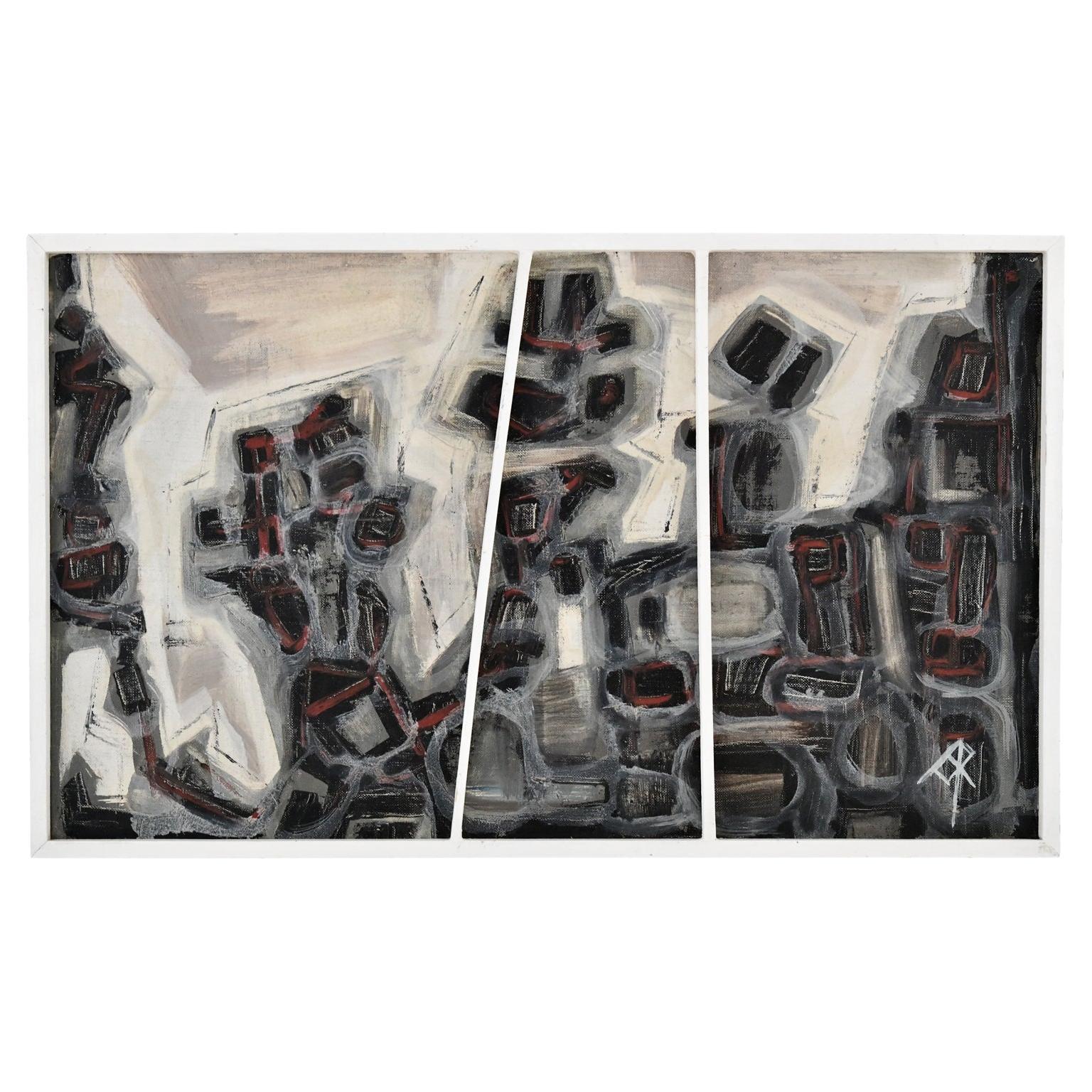 Midcentury Abstract Collage Painting André Pailler, France, 1970 For ...