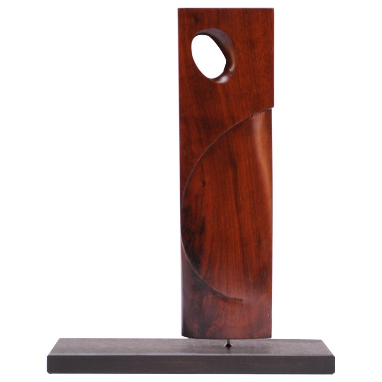 Mid-Century Abstract Rosewood Mounted Sculpture For Sale at 1stDibs