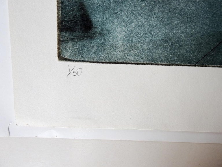 Mid Century Abstract Surreal Color Etching by Tony Bass For Sale at 1stDibs
