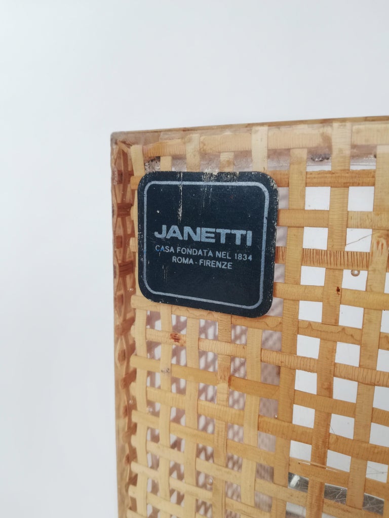 Mid-Century Acrylic, Cane Webbing, and Chrome Magazine Rack by Janetti ...