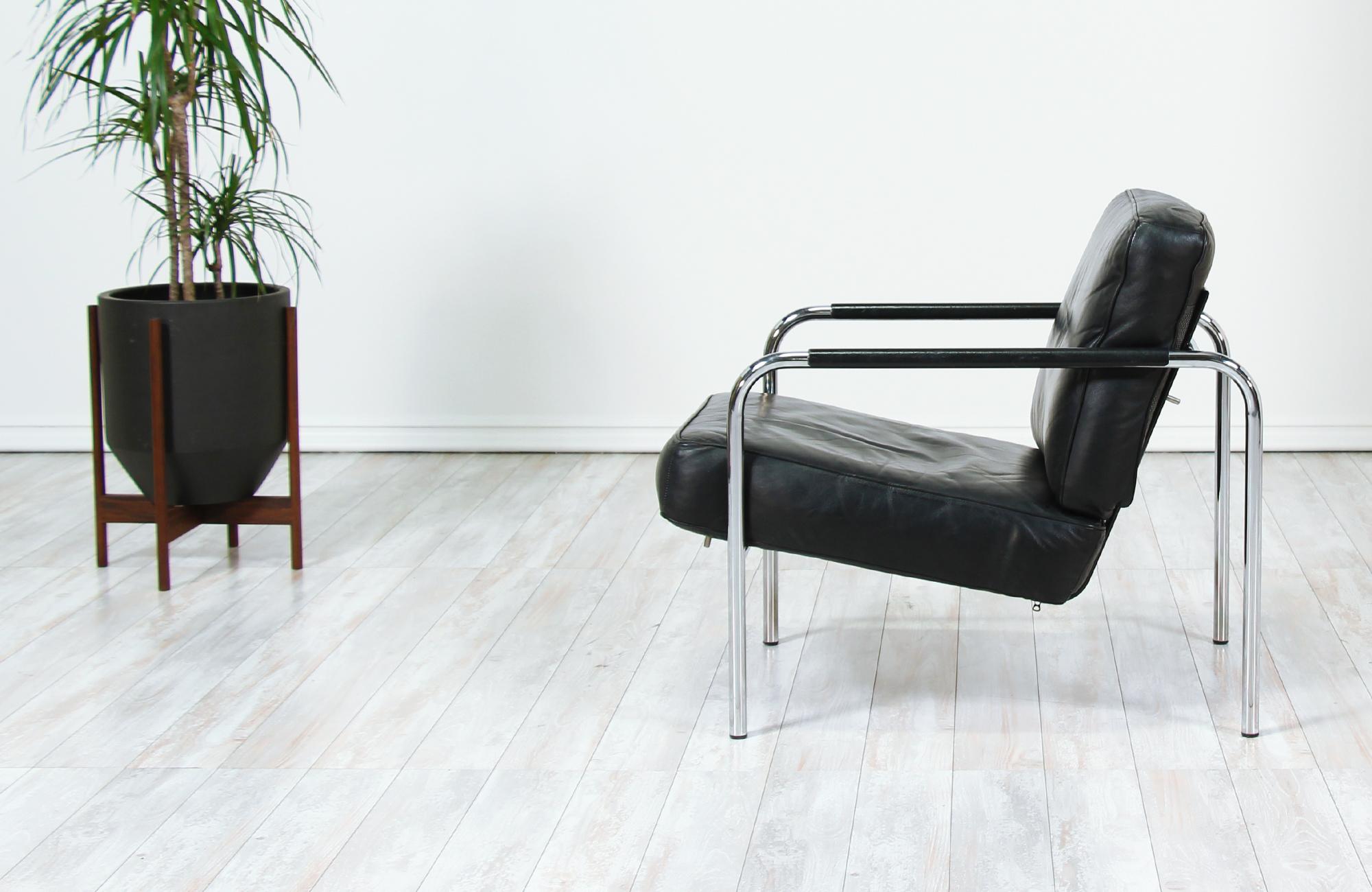 Midcentury Adjustable Chrome and Leather Lounge Chair at 1stDibs ...