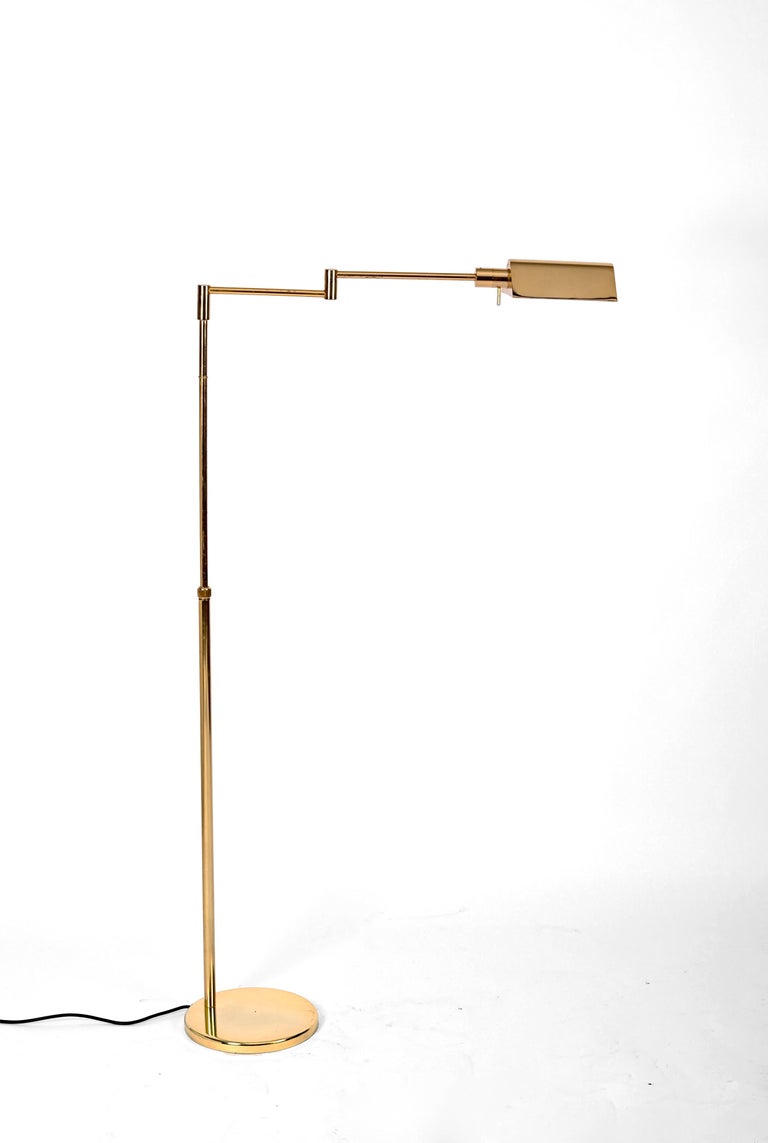 Mid-Century Adjustable Reading Floor Lamp in Brass, Frattini, Italy ...