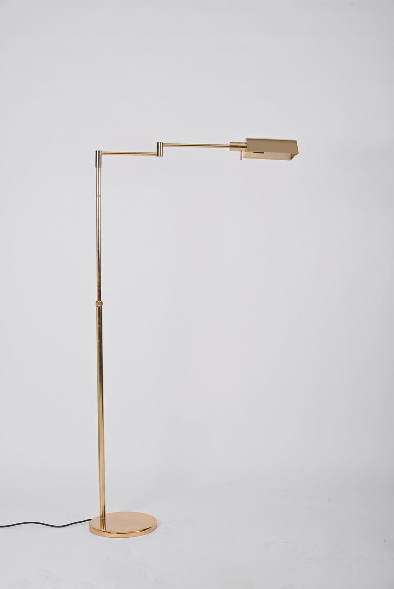 Mid-Century Adjustable Reading Floor Lamp in Brass, Frattini, Italy ...