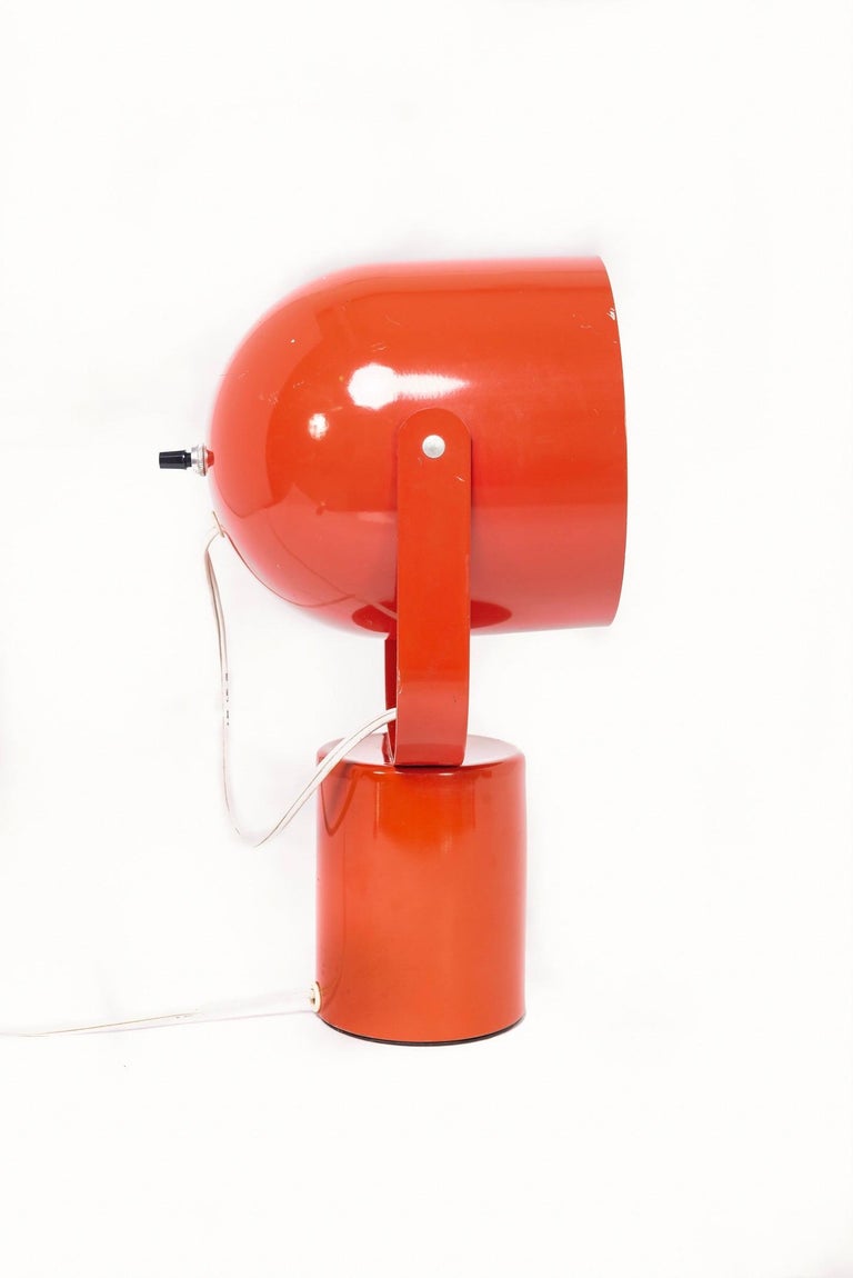 Midcentury Adjustable Red Orange Small Metal Spotlight Table Lamp at ...