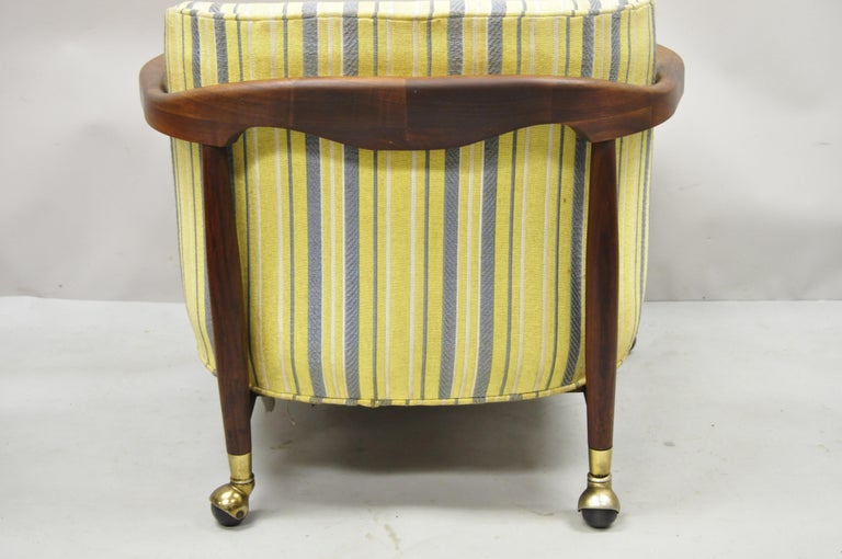 Mid Century Adrian Pearsall Milo Baughman Walnut Barrel Back Club ...