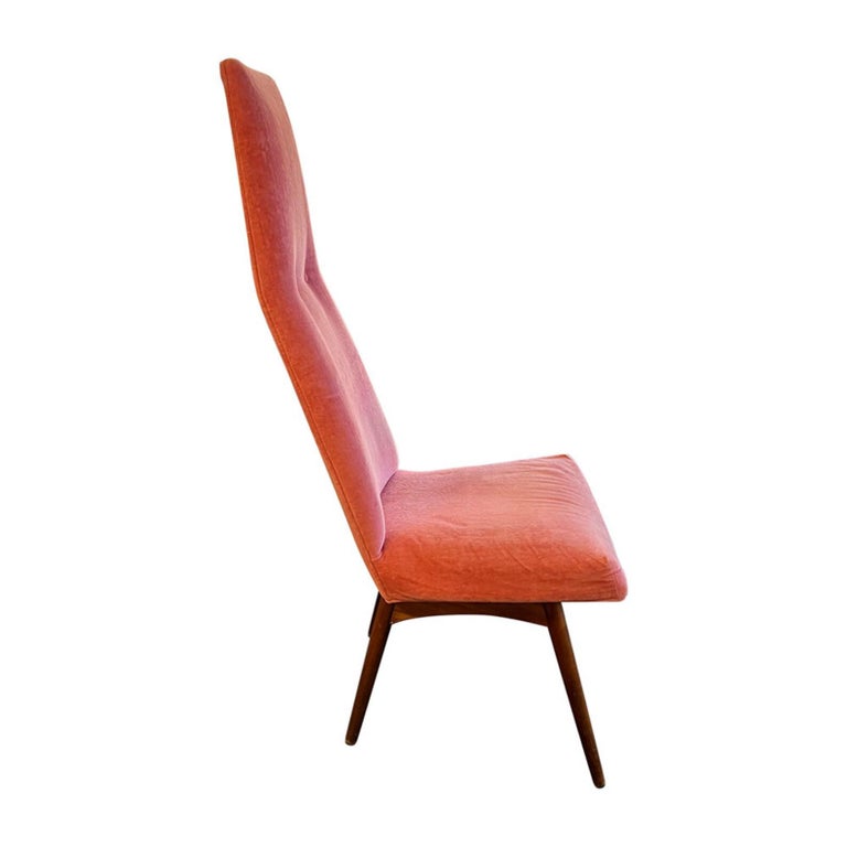 Midcentury, Adrian Pearsell High Back Chair with Original Pink Velvet ...