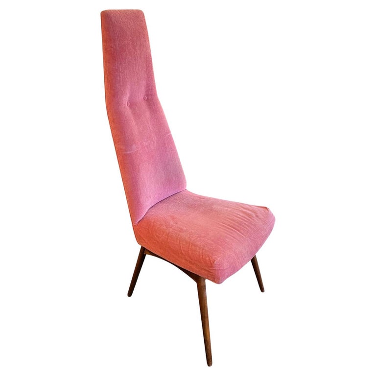 Midcentury, Adrian Pearsell High Back Chair with Original Pink Velvet ...
