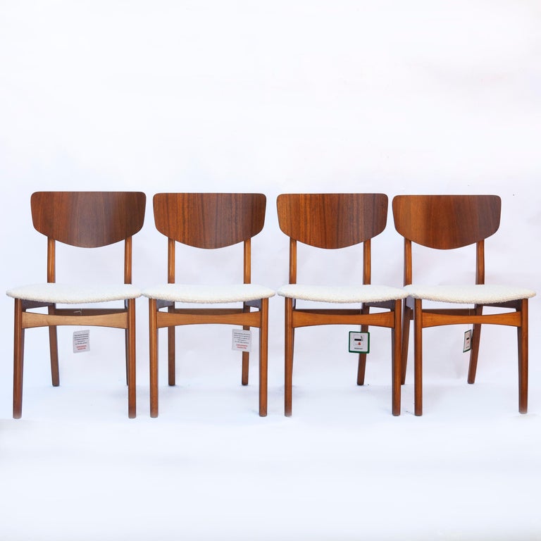 Midcentury Afromosia Dining Chairs with New Bouclé Upholstery, 1960s ...