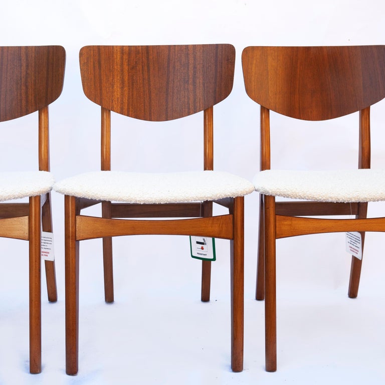 Midcentury Afromosia Dining Chairs with New Bouclé Upholstery, 1960s ...