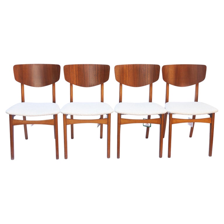 Midcentury Afromosia Dining Chairs with New Bouclé Upholstery, 1960s ...