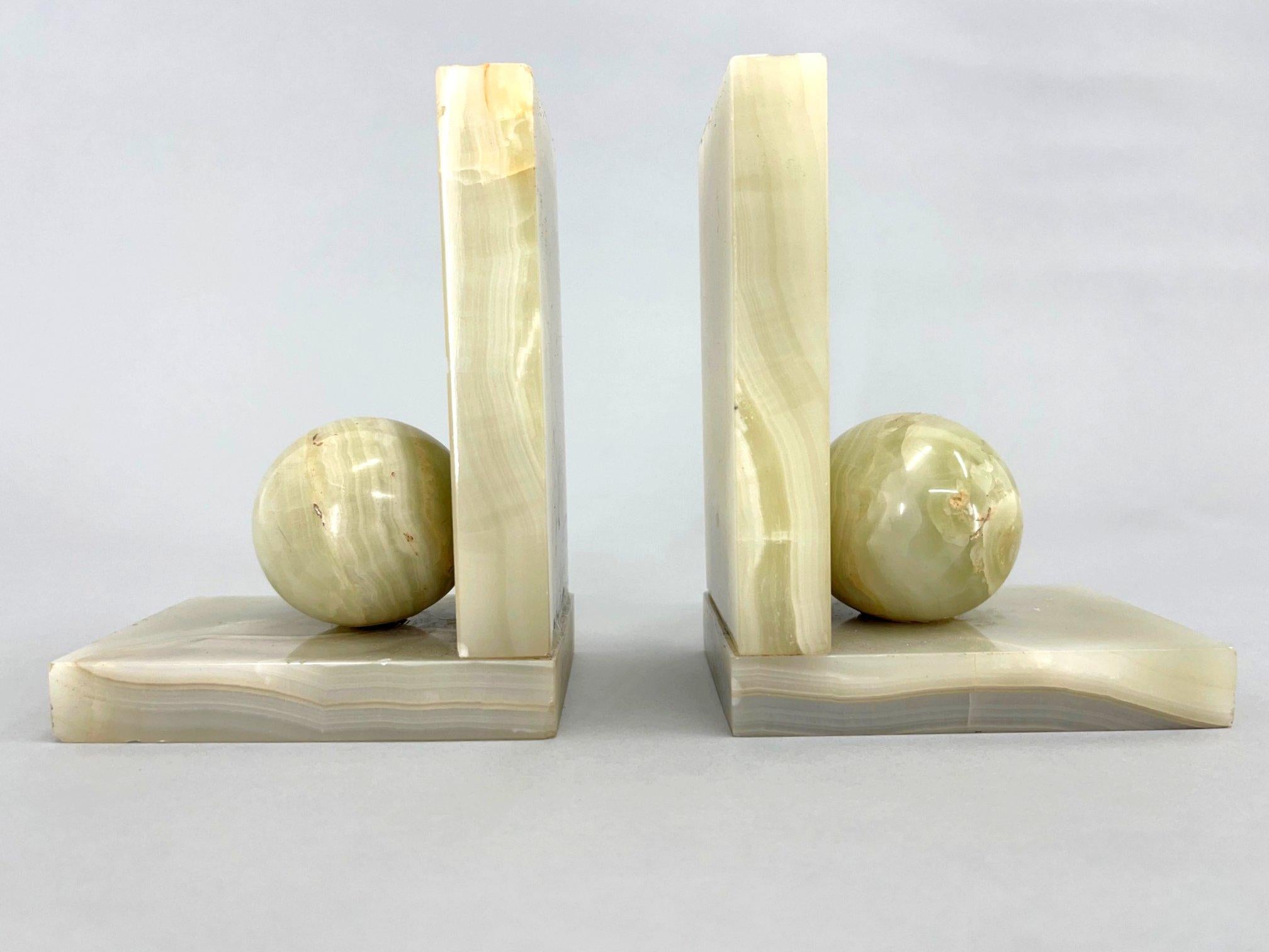 Mid-Century Alabaster Marble Bookends at 1stDibs