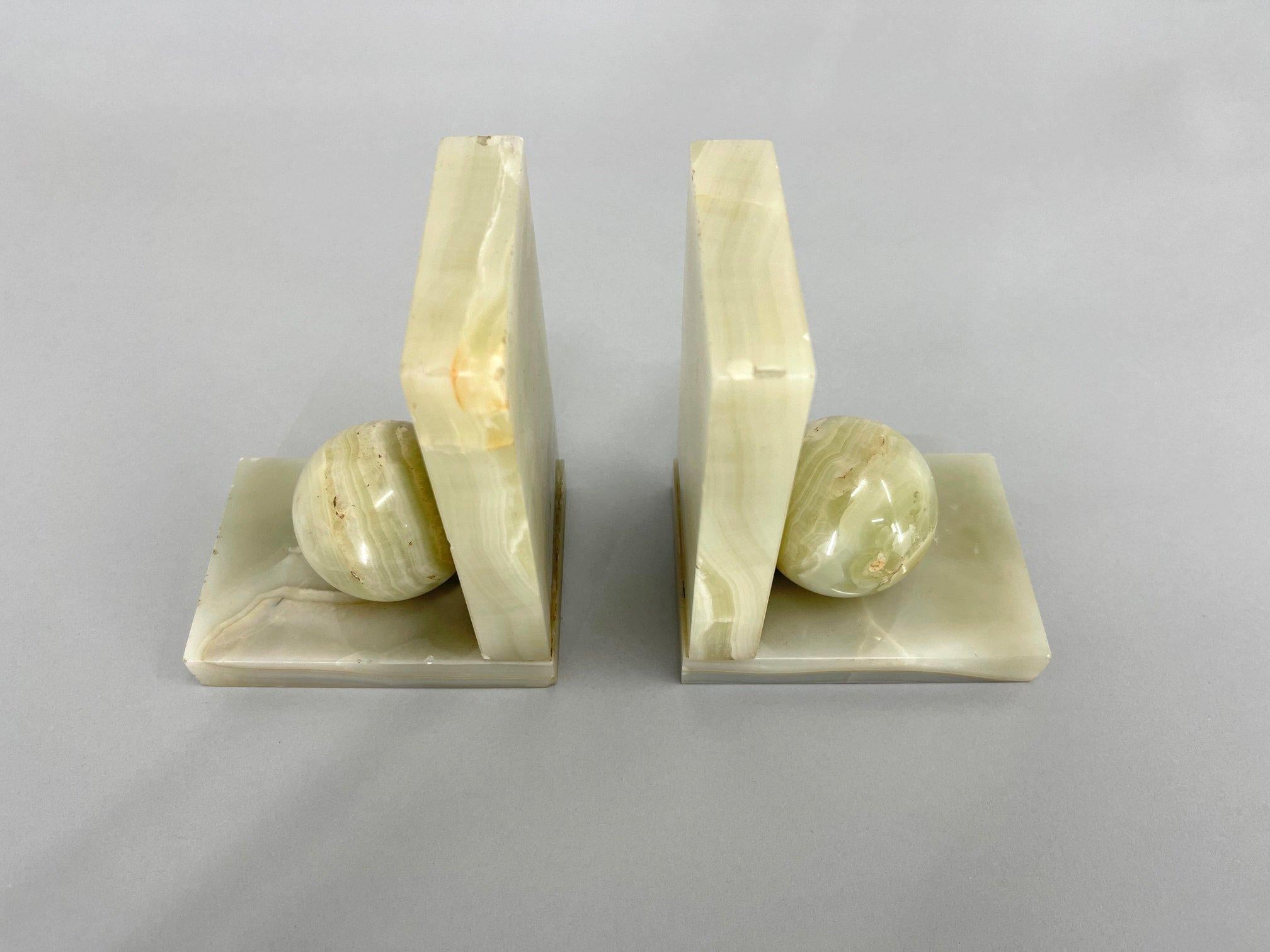 Mid-Century Alabaster Marble Bookends at 1stDibs
