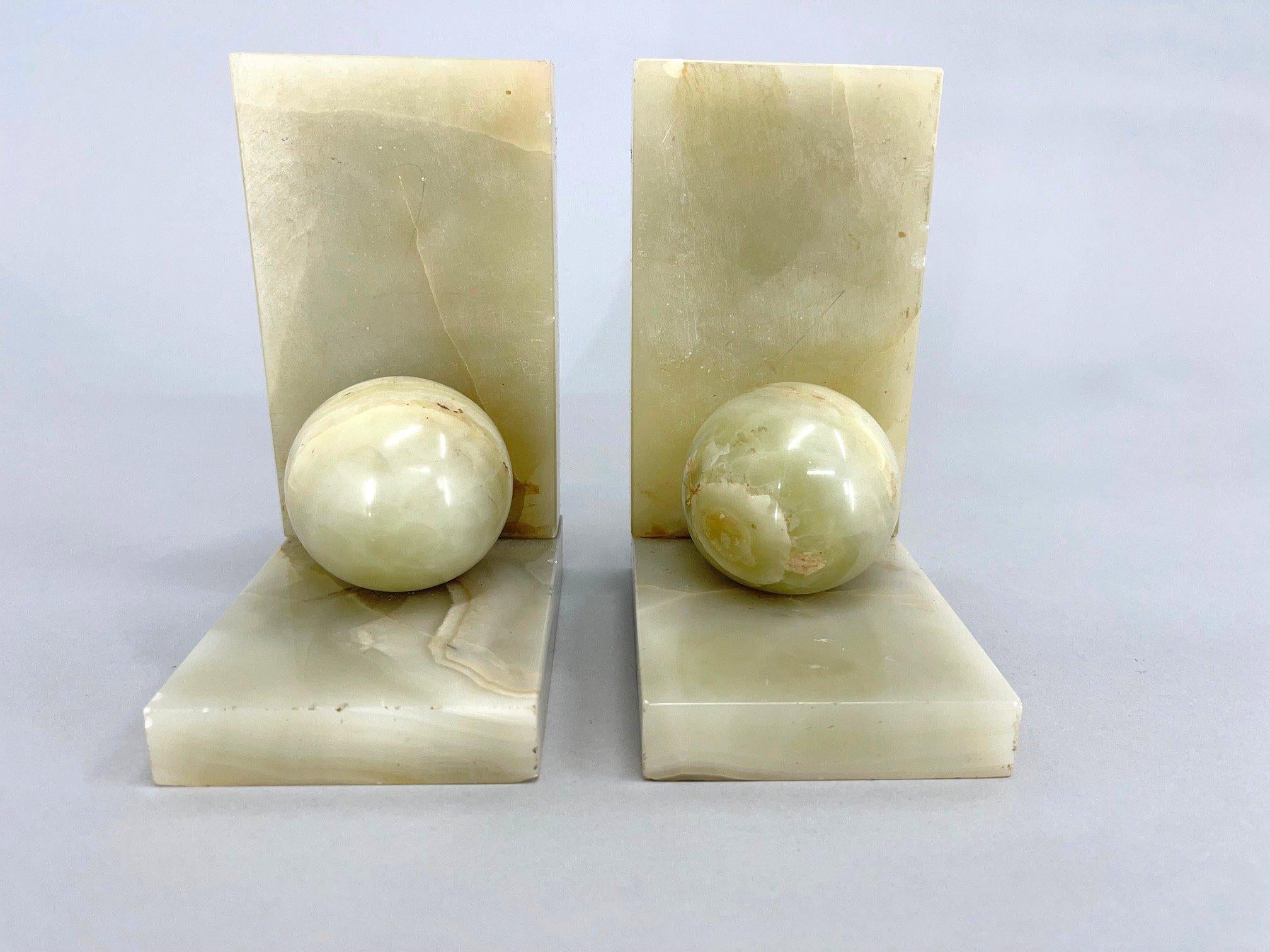 Mid-Century Alabaster Marble Bookends at 1stDibs