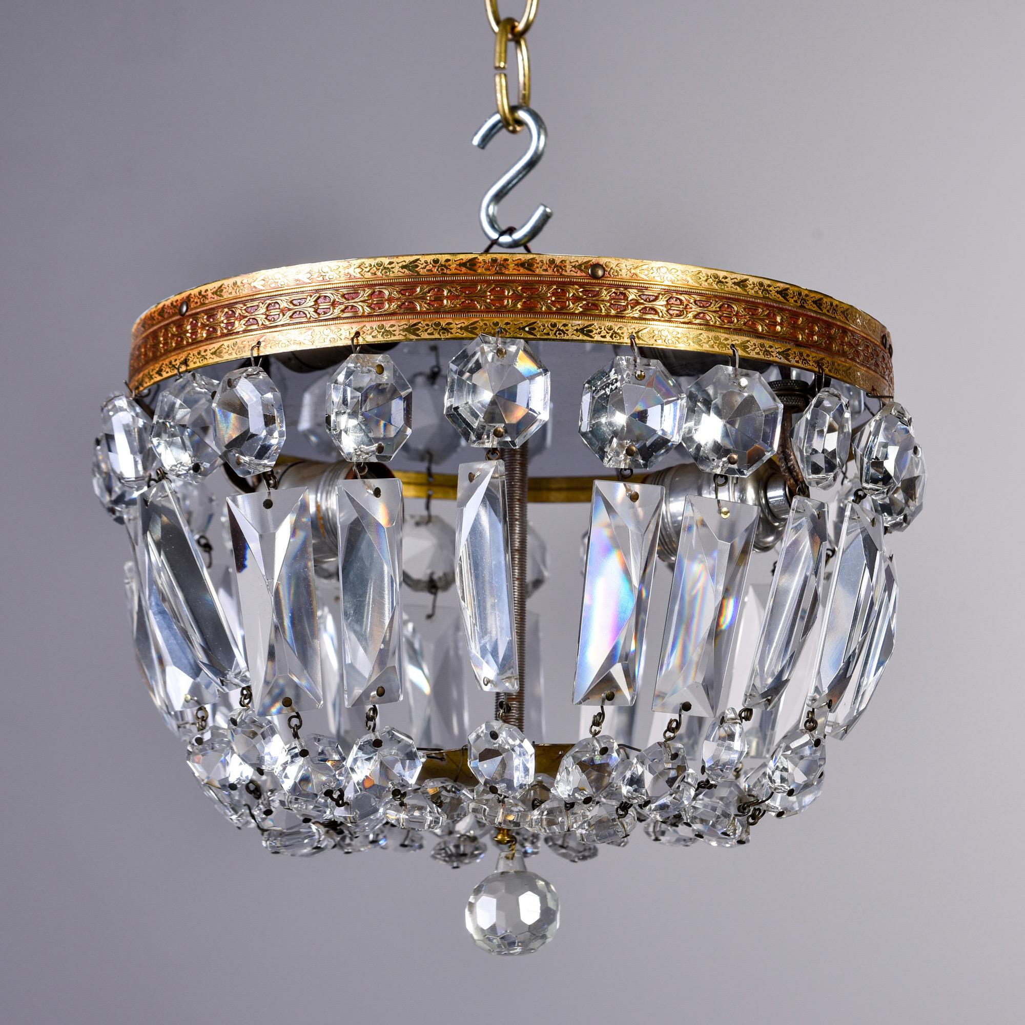 Midcentury All Crystal Flushmount Fixture at 1stDibs