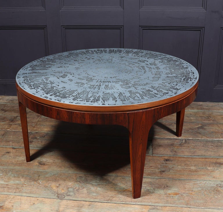 Mid Century Aluminium and rosewood Coffee Table For Sale at 1stDibs