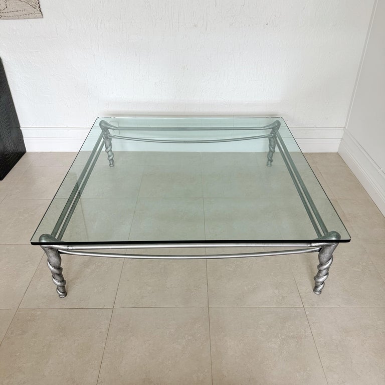 Mid Century Aluminium Square Coffee Table With Trailing Vine Decoration ...