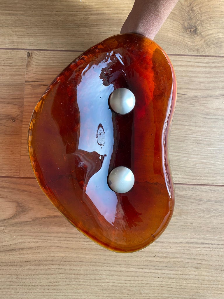 Midcentury Amber Colored Glass Door Handle, France For Sale at 1stDibs