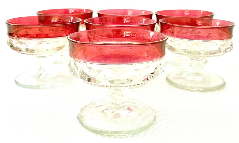 Mid-Century American Cut Glass Ruby "Thumbprint" Coupe Drink Stem ...