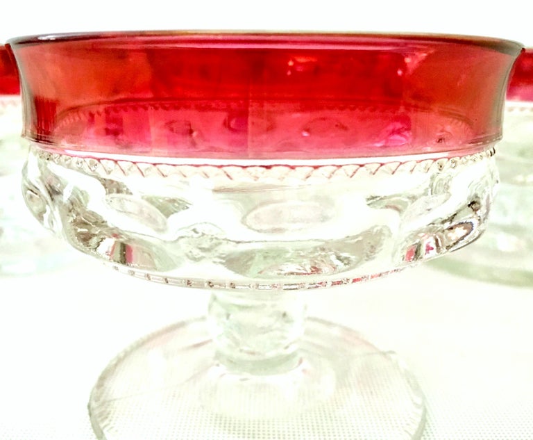 Mid-Century American Cut Glass Ruby "Thumbprint" Coupe Drink Stem ...