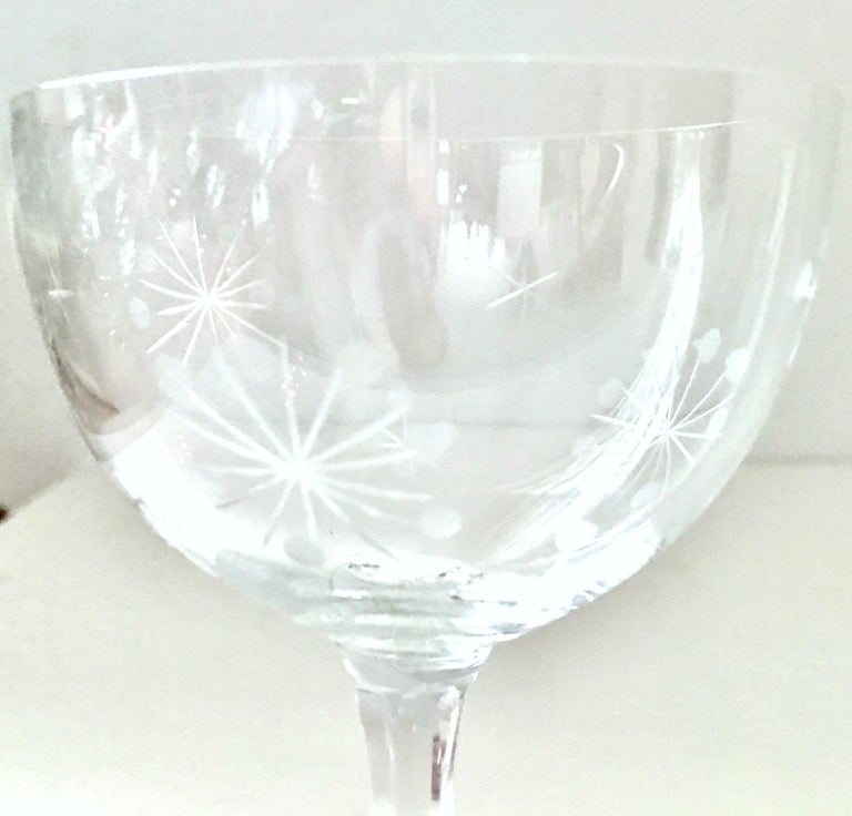 Mid- Century American Etched "Starburst" Crystal Stem Glasses S/20 For ...