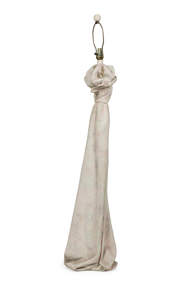 Midcentury American Plaster Knotted Drapery Floor Lamp For Sale at 1stDibs