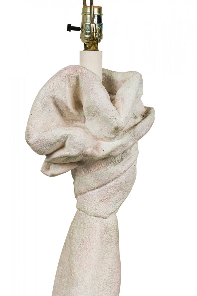 Midcentury American Plaster Knotted Drapery Floor Lamp For Sale at 1stDibs