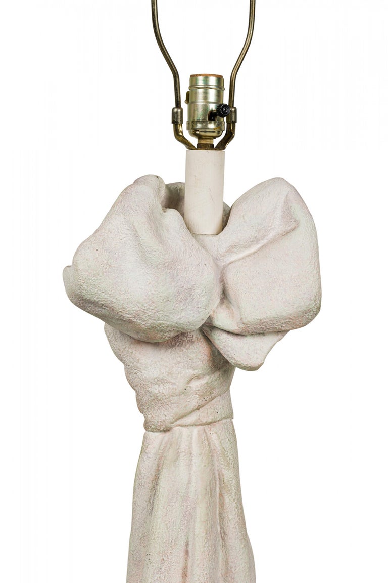 Midcentury American Plaster Knotted Drapery Floor Lamp For Sale at 1stDibs