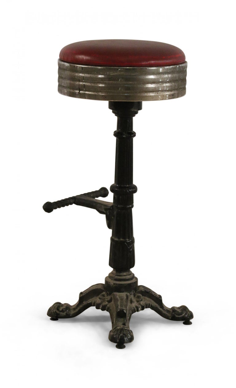 Mid-Century American Red Vinyl and Cast Metal Bar Stools For Sale at ...