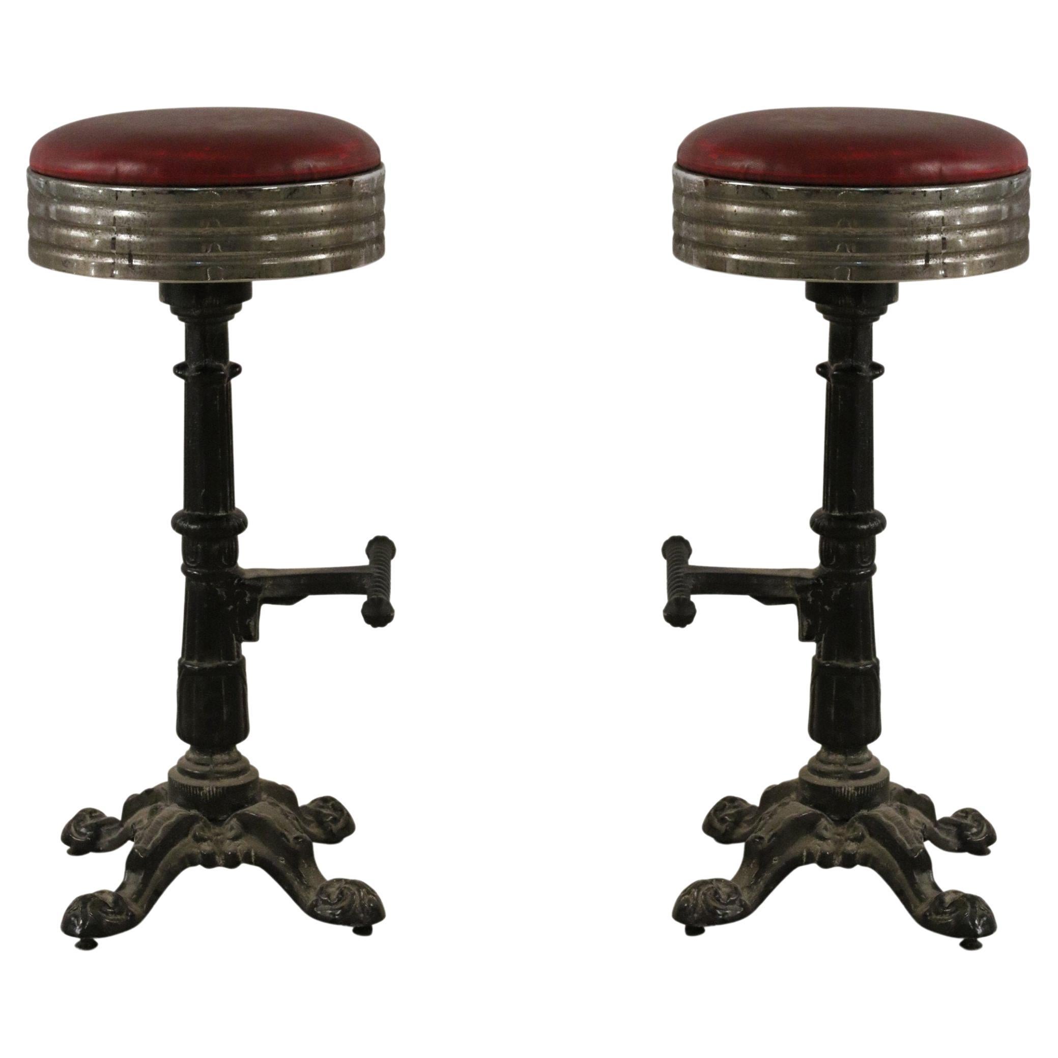 Set of Vintage Mid-Century Modern Vinyl and Chrome Counter Bar Stools ...