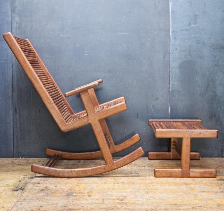 1970s Lambrecht and Mandell Cherry Dowel Chair + Ottoman Vintage ...