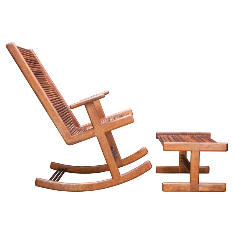 Mid-Century American Studio Craft Rocking Chair Ottoman Cabin Modern ...