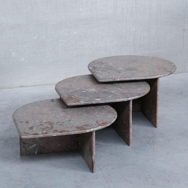 Mid-Century Ammonite Stone Nesting Coffee Tables at 1stDibs
