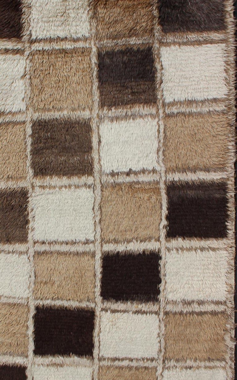 Midcentury Angora Wool Tulu Rug with Checkerboard Design For Sale at ...