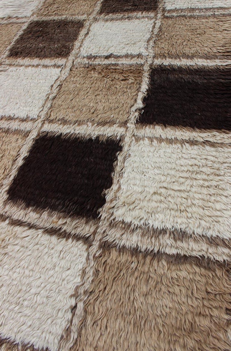 Midcentury Angora Wool Tulu Rug with Checkerboard Design For Sale at ...