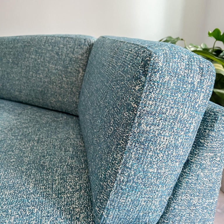 Mid Century Angular Sectional Sofa with Ottoman, New Teal Upholstery at ...