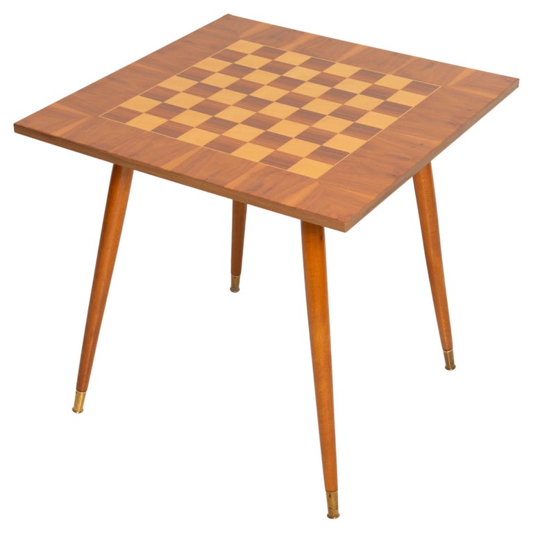 Mid-Century Antique Chess Game Table, Vintage, Beechwood, Europe, 1960s ...