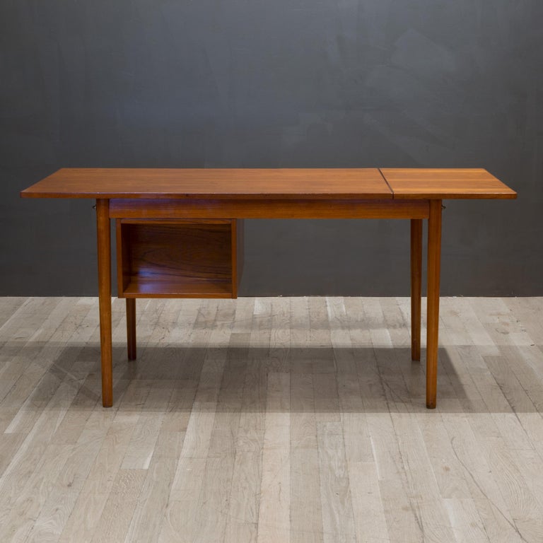 Mid-Century Arne Vodder Drop Leaf Teak Desk with Sliding Drawers, C ...