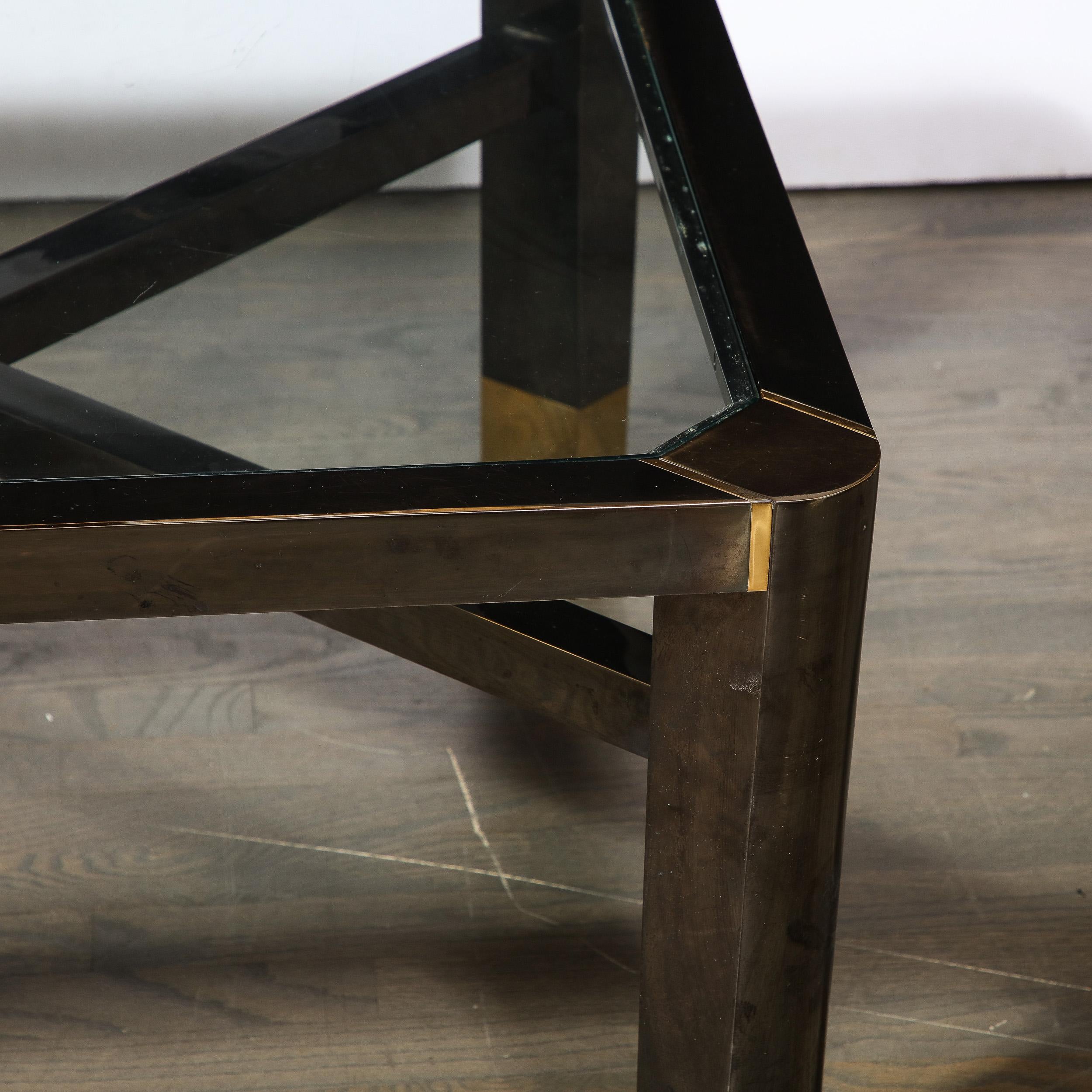 Mid-Century Art Moderne Polished Brass and Gunmetal Coffee Table by ...
