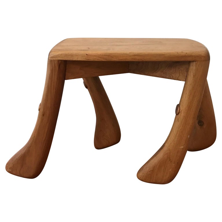Midcentury Artisan Made Walking Stool at 1stDibs