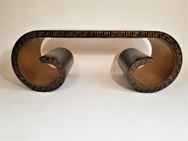 Midcentury Asian Greek Key Scroll Coffee Table with Gilded Accents ...