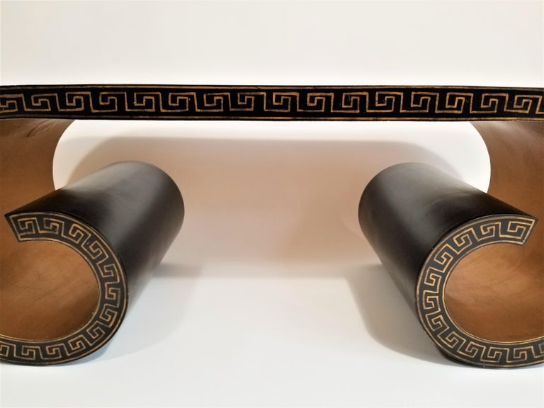 Midcentury Asian Greek Key Scroll Coffee Table with Gilded Accents ...