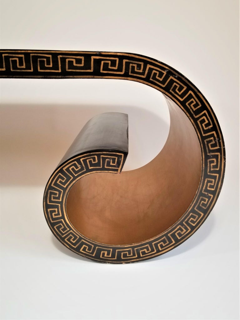 Midcentury Asian Greek Key Scroll Coffee Table with Gilded Accents ...