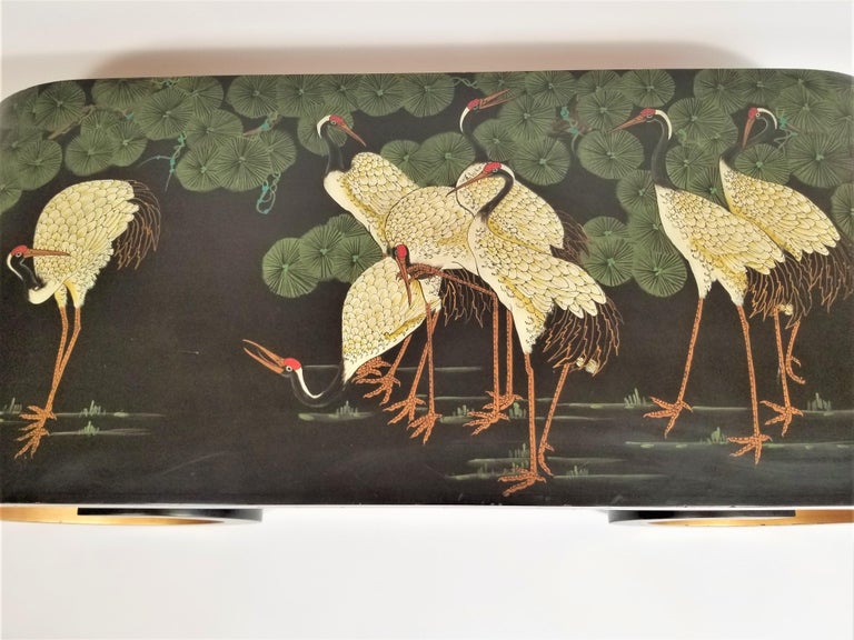 Midcentury Asian Greek Key Scroll Coffee Table with Gilded Accents ...
