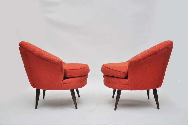 Midcentury Asymmetrical Club Chairs For Sale at 1stDibs