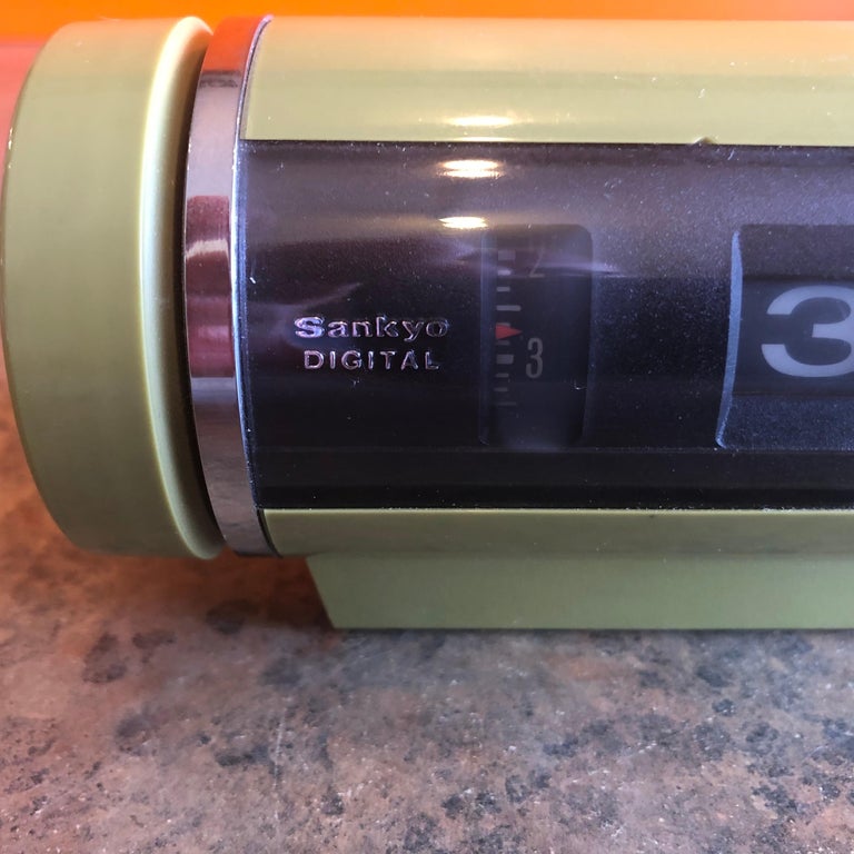 Midcentury Avocado Green Digital Alarm Clock by Sankyo at 1stDibs